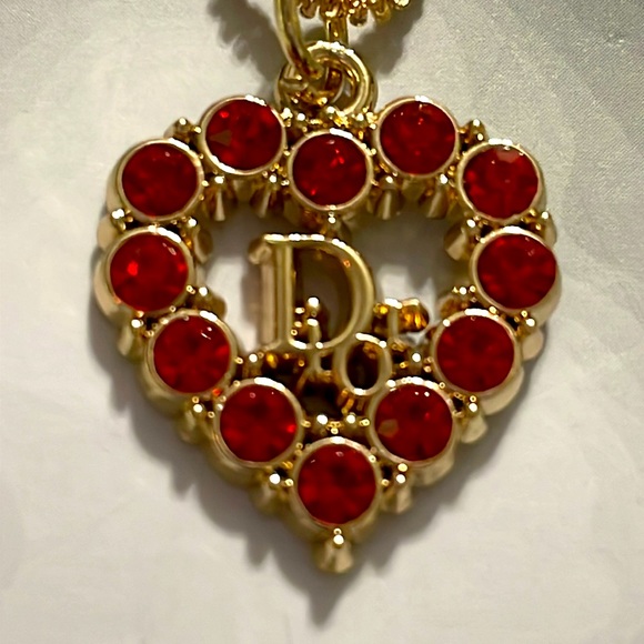 Dior | Jewelry | Dior Heart Shaped Zipper Pull With Ruby Red Stones ...